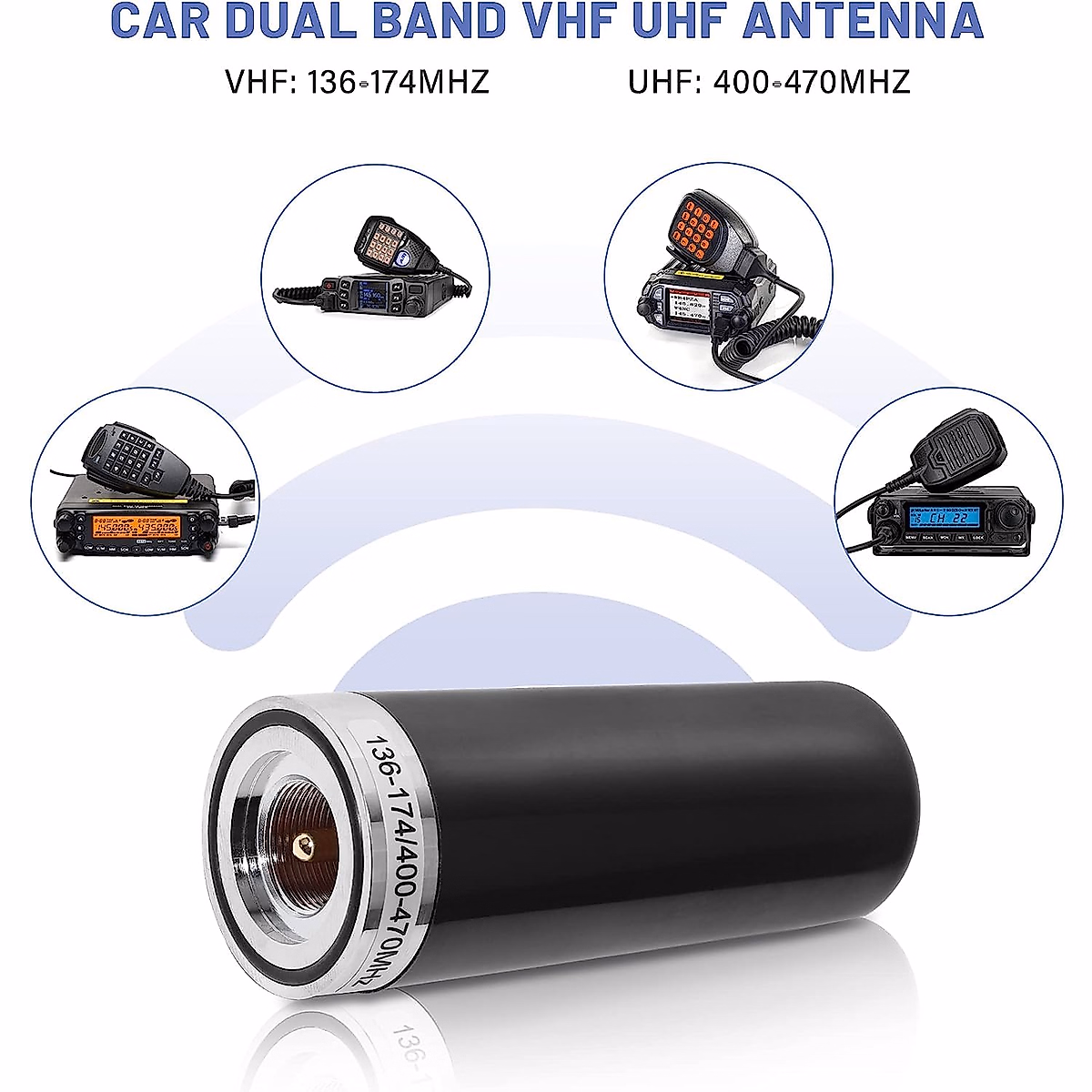 Anina 3DB Gain GMRS Antenna NMO Mount, Dual-Band UHF VHF 136-174MHz 400-470MHz, 3.5” Antenna NMO Connection for Midland Car Truck Ham Radio Amateur Mobile Radio Two Way Radio Marine Boat VHF Radio