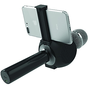 Tzumi Rock Solo Bluetooth Karaoke Microphone and Speaker with Retractable Smartphone Holder - Compatible with Most Karaoke Apps