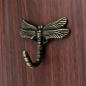 Meprotal 2pcs Antique Dragonfly Wall Mounted Coat Hooks Zinc Alloy Heavy Duty Hangers with Screws for Hanging Towels, Coats, Keys, Bags (Bronze)