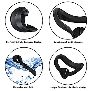 TOMSIN Touch Controller Grip Cover for Oculus Quest 2 with Silicone Face Cover, Protective Lens Cover, Silicone Handle Strap Disposable Eye Cover Combo, Sweatproof Lightproof Accessories (Black)