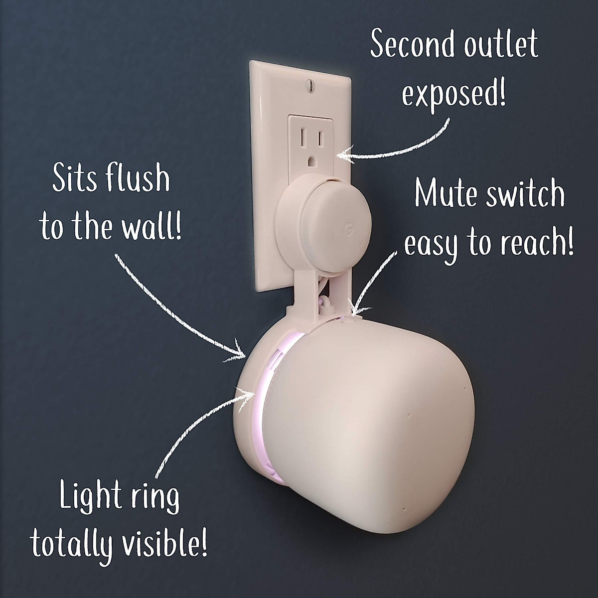 Nest WiFi Point Genie: The Simplest Lowest Profile Outlet Holder Mount for Google Nest WiFi Point | Reinforced Support | Great Sound | Open Access | No Messy Screws! (3-Pack)