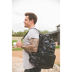 Itzy Ritzy Chelsea + Cole Diaper Bag Backpack - Large Capacity Boss Backpack Diaper Bag; Includes Changing Pad, Stroller Clips and Tassel, Camo with Stag Head Print Interior and Black Hardware