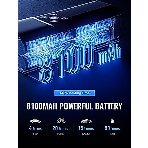 LISEN Tire Inflator Portable Air Compressor for Car Tires 2-IN-1 150PSI Cordless Car Tire Pump 8100mAh Battery & DC Cord 40L/min Fast Inflate Bike Pump Extra-large Screen For Car/Bike/Motorcycle/Ball