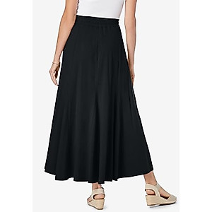 Woman Within Women's Plus Size Wide Elastic Waist Skirt - 2X, Black