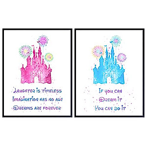 Inspirational Quotes Wall Decor Set - Castle World Motivational Wall Art Room Decoration Poster Prints for Kids, Boys, Girls Bedroom - Gift for Women and Fans 8x10 prints Unframed