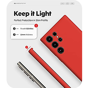 GOOSPERY Liquid Silicone Designed for Galaxy S23 Ultra Case Silky-Soft Touch Full Body Protection Shockproof Cover Case with Soft Microfiber Lining - Red