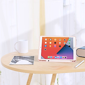 GHINL for iPad 9th/8th/7th Generation Case (2021/2020/2019) iPad 10.2-Inch Case with Pencil Holder [Sleep/Wake] Slim Soft TPU Back Smart Magnetic Stand Protective Cover Cases(Light Pink)