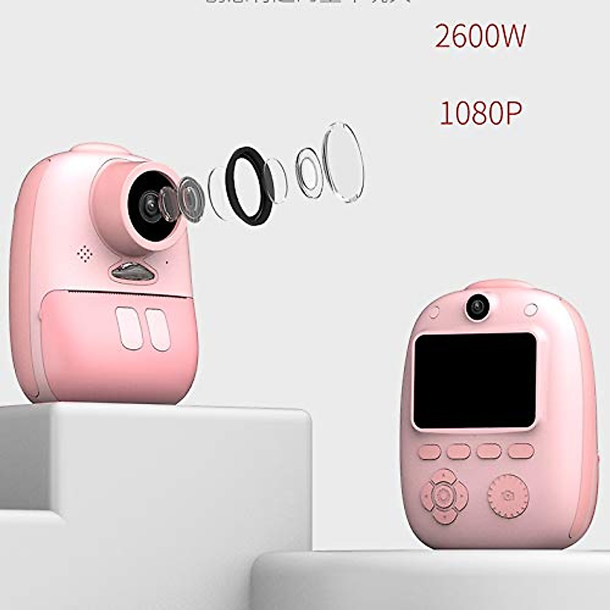 LKYBOA Children's Camera Toy Camera Digital High-Definition Travel Gift Stand That Can Take and Print Photos (Color : A)