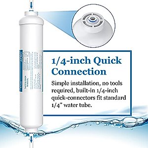 Vegebe Inline Water Filter for Ice Maker, Refrigerator, Under-Sink Reverse Osmosis Water System, Post Activated Carbon Water Filter Replacement Cartridge with 1/4-Inch Quick-Connect (Pack of 2)