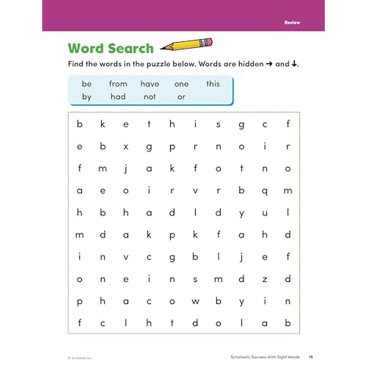 Scholastic Success with Sight Words Workbook