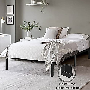 HAAGEEP Black Full Bed Frame No Box Spring Needed 14 Inch Metal Platform Heavy Duty Beds Frames with Storage, BF