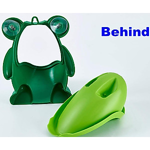 Beetoo Cute Frog Potty Training Urinal for Boys with Hook - Baby Standing Urinal Potty Trainer with Funny Aiming Target - Blackish Green