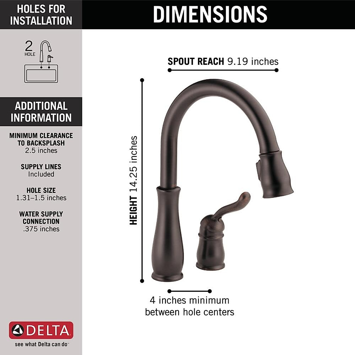 DELTA FAUCET Leland Oil Rubbed Bronze Kitchen Faucet, 1 Hole, Gooseneck, Pull Down Sprayer, Magnetic Docking, Touch-Clean Spray Holes, Venetian Bronze 978-RB-DST