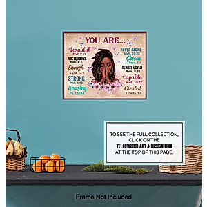 African American Wall Art - Christian Gifts for Women, African Americans, Black women - Inspiration Black Art - spiritual Scripture Christian Wall Decor- Black Girl Magic Poster - Bible Verse Wall Art