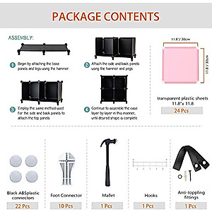 HOMIDEC 6-Cube Storage Shelf, Storage Bookcase Bookshelf with Metal Hammer, Storage Cubes Organizer Cabinet for Kids, Closet, Bedroom, Bathroom, (11.8x11.8x11.8 inch), Light Pink