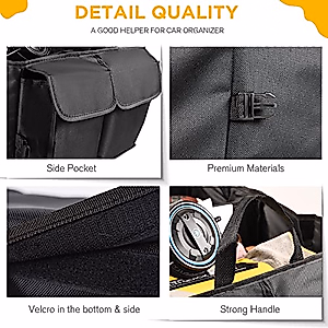 JNCHOICE Trunk Organizer for Car, Collapsible Car Organizer Multi-Compartment Car Storage for SUV, Truck & Car Accessories for Backseat -Black