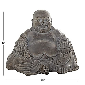 Deco 79 Magnesium Oxide Buddha Indoor Outdoor Meditating Garden Sculpture, 23" x 19" x 18", Brown
