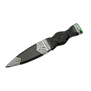 Szco Supplies 7" Emerald Colored Adorned Sgian Dubh Scottish Dirk Knife with Scabbard Black, 211545-GN