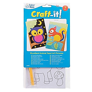 Baker Ross AW883 Woodland Animal Sand Art Pictures - Pack of 8, For Children to Decorate and Display, Ideal Kids Arts and Crafts Project, assorted