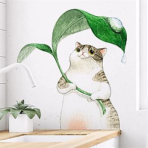 MEFOSS Cute Cat Wall Decal Removable Kitty Wall Decor Stickers 17'' × 19'' Peel and Stick Vinyl Decals Art for Living Room Kids Bedroom Playroom Nursery Wall Decorations