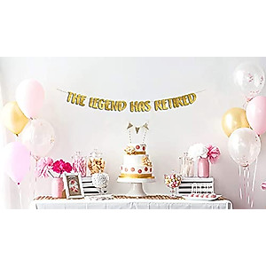 The Legend Has Retired Gold Glitter Banner - Retirement Party Decorations, Supplies and Gifts