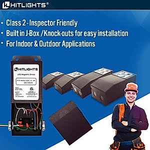 HitLights 60W 12V DC LED Dimmable Driver, 120V AC Input to 12V DC Output Class 2 LED Transformer, Compatible with Lutron and Leviton for LED Strip Lights Black