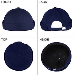URATOT 4 Pieces Brimless Hat Docker Cap Retro Cotton No Brim Hat Adjustable Rolled Cuff Brimless Hats for Men