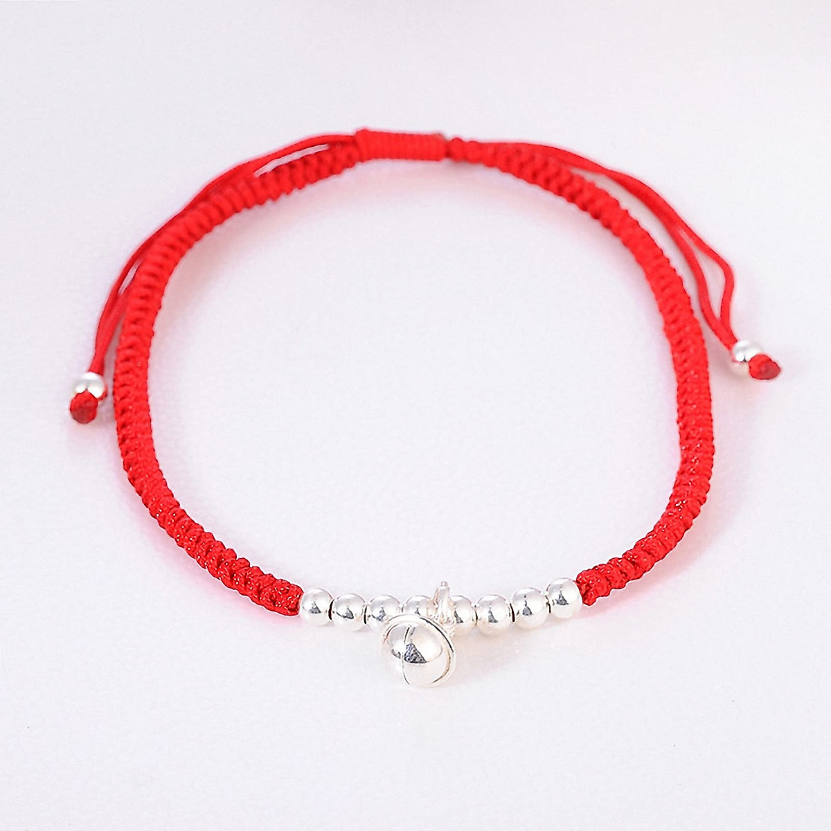 Protection Bracelet for Women and Men Real 925 Sterling Silver Lucky Bell Amulet Red Rope Bracelet Handmade String Adjustable Jewelry Gift Red 6