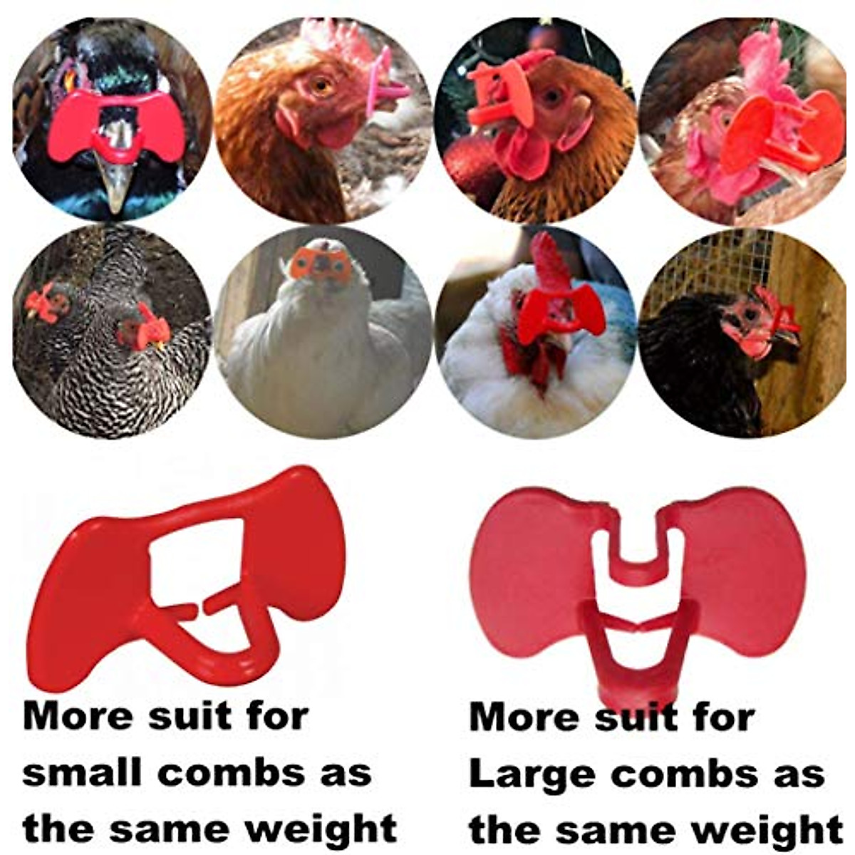 Weilan Pinless Peepers with Pliers for Chickens Blinders Pheasant Poultry Spectacles Anti-Pecking Plier Tool(Red)