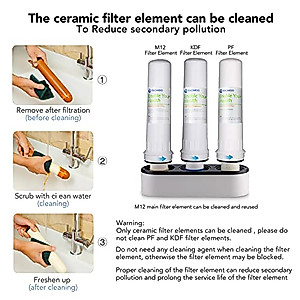 FACHIOO Under Sink Water Filter NSF/ANSI 53&42 Certified 7-Stage Water Filter with Washable Filter Element, Dedicated Faucet, Reduces Particulate, Chlorine Taste and Odor, Lead, Turbidity