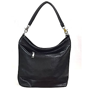Zzfab Coin Circle Sparkle Hobo Bag with Tassel Black