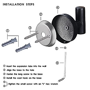 Homagic Towel Hooks Bathroom Hook Wall Towel Hooks 6 Pack Matte Black Coat Hooks, Heavy Duty Robe Hook Holder for Bathroom Kitchen Garage Home Hotel Office Cabinet(Black)