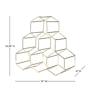 Viski Geo Set of 1 Freestanding Racks & Cabinets, Holds 6 Bottles, Countertop Wine Rack, 14.25", Gold-Plated