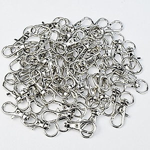 50 pcs Swivel Clasps Lanyard Snap Hook,cnomg Metal Swivel Lanyard Snap Hook Lobster Claw Clasp(Sliver)