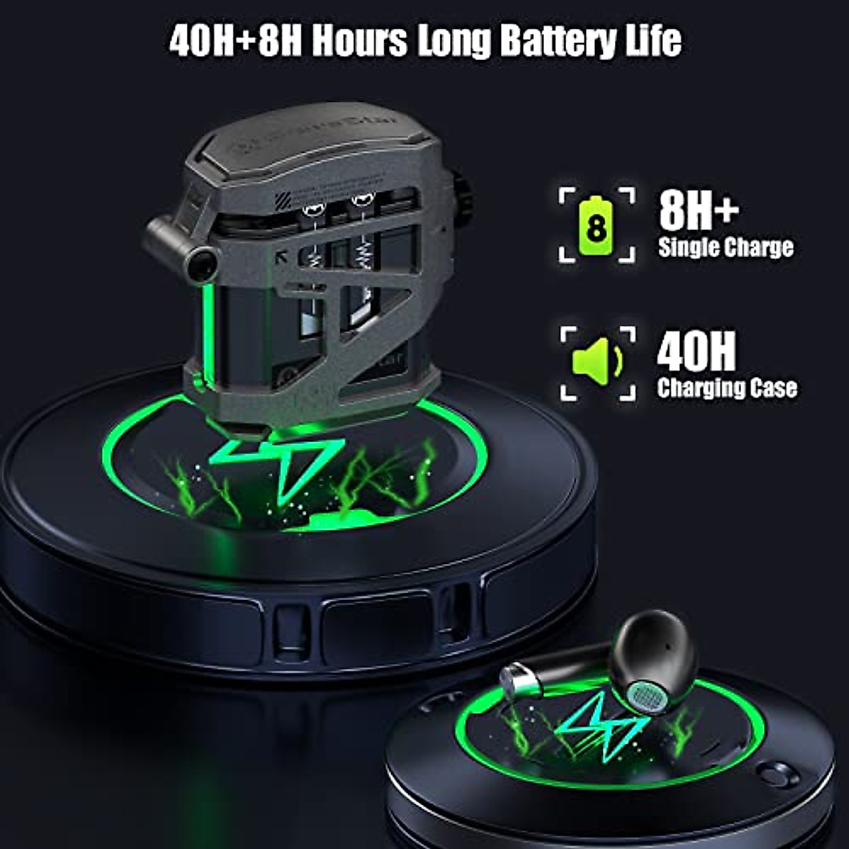 Gravastar Wireless Earbuds Sirius P5,Bluetooth in-Ear Headphones 40H Playback with Stereo Sound,4 RGB Lights,ENC for Clear Call,Bluetooth 5.2,IPX4,Support Multipoint Connection(Defense Armor)