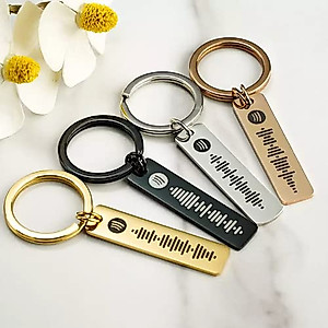 VEELU Personalized Spotify Keychain Custom Engraved Music Code Stainless Steel Heart Couples Keychains Gifts