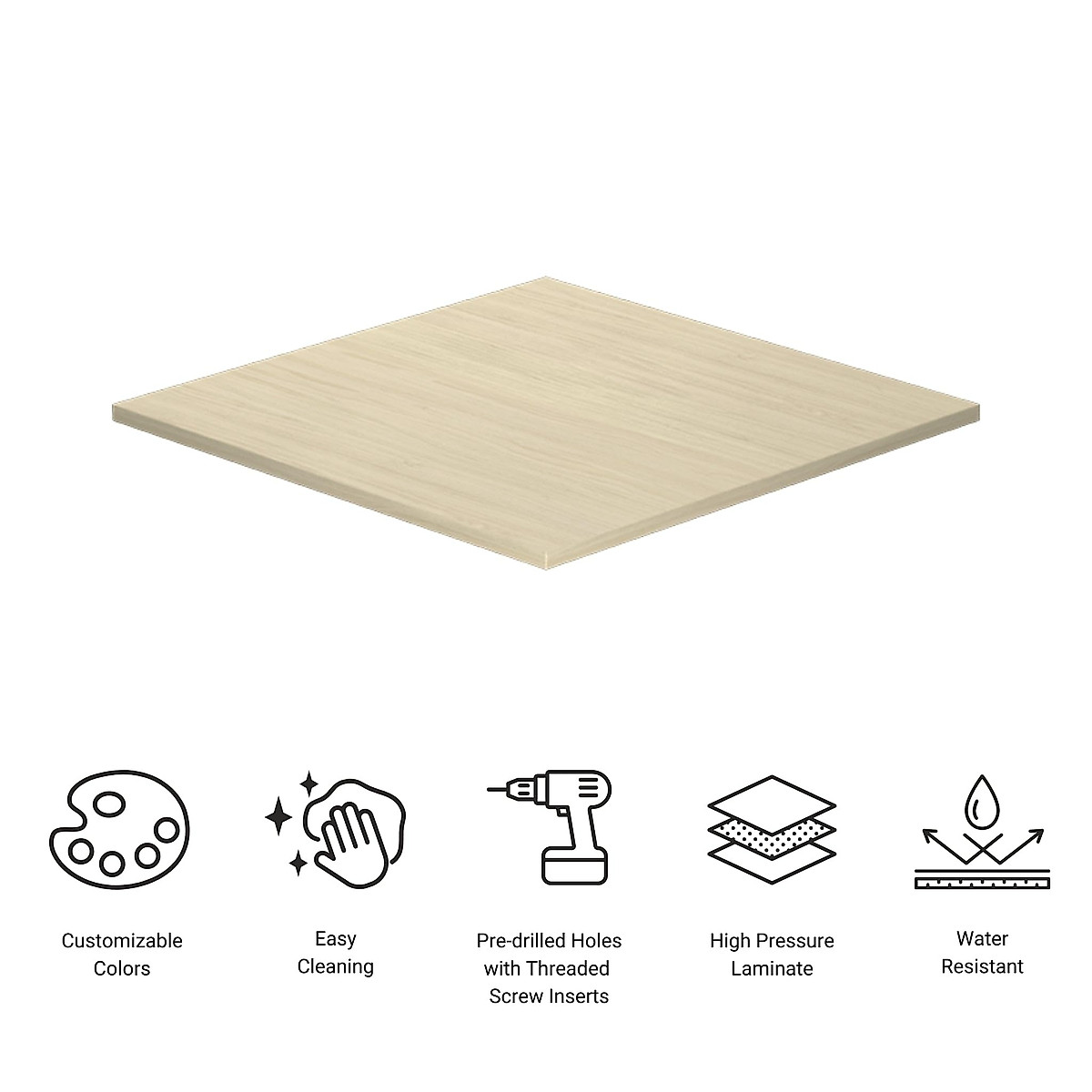 Progressive Desk Mini Ryzer Computer Square Tabletop 30"x30" - Sturdy Single Frame Adjustable Height Desk - Black Frame/Gray Oak Tabletop