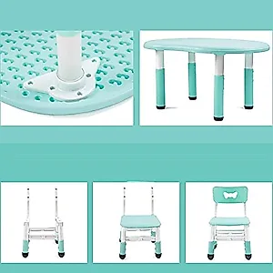 Walnut Children's Table Chair Set Kindergarten Toy Table Home Study Table Can Be Adjusted Up Down Environmental Protection Materials (Color : E)