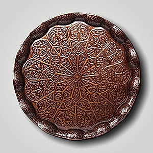 Turkish Ottoman Coffee Tea Beverage Serving Wavy Tray 35cm (Antique Copper)
