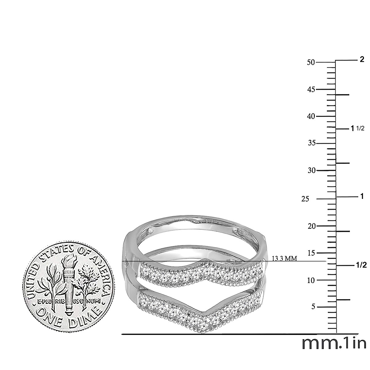 Dazzlingrock Collection 0.45 Carat (Cttw) Round White Diamond Women Wedding Enhancer Ring 1/2 CT, 18K White Gold, Size 9