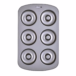 HIC Kitchen Nonstick 6-Cup Donut Pan, Carbon Steel with Quick-Release Non-Stick Coating, PFOA Free, 10.5-Inches x 7-Inches