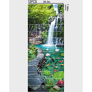 FLFK Stair Riser Decals - Stair Stickers Decals Peel and Stick,Stone Trail Stair Decals Self-Adhesive for Home Decor, 39.3" W x 7.08" H x 13Pcs