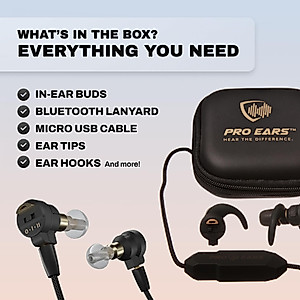Pro Ears Stealth Elite, 28 dB NRR, IPX6 Waterproof, Bluetooth 5.0 Ear Protection with 3 Modes - Isolation, Awareness, Amplification