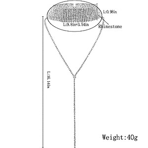 Woent Sexy Crystal Necklace Silver Exaggerated Multi-layer Full-rhinestone Choker Necklace Chain Adjustable Jewelry for Women and Girls