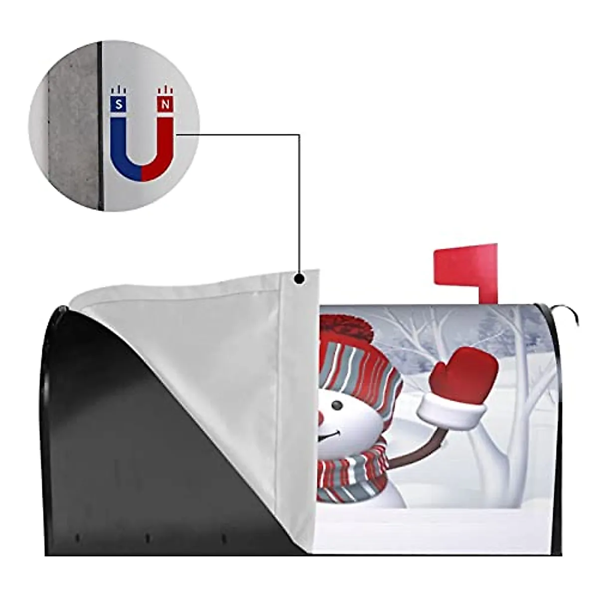 Duduho Winter Snowman Mailbox Cover Magnetic Winter Mailbox Wraps Post Box Cover Décor 21x18 in