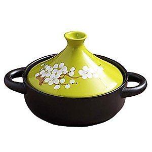 JINXIU Casserole Cooking Tagine Pot, 20Cm Tagine Pot Cookware Casserole Pots with Lids Medium Simple Cooking Tagine Lead Free for Home Kitchen 1.5L