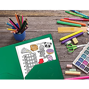 Heavyweight Plastic 2 Pocket Portfolio Folder, Letter Size Poly Folders by Better Office Products, 24 Pack (Green)