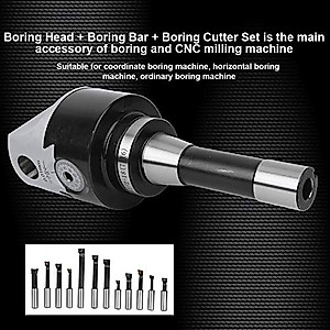 / 4 in Boring Head + R8-1-1/2-18 (7/16) Boring Bar + 3/4in Boring Cutter Set 40CR with Wrench for Household Industrial Use