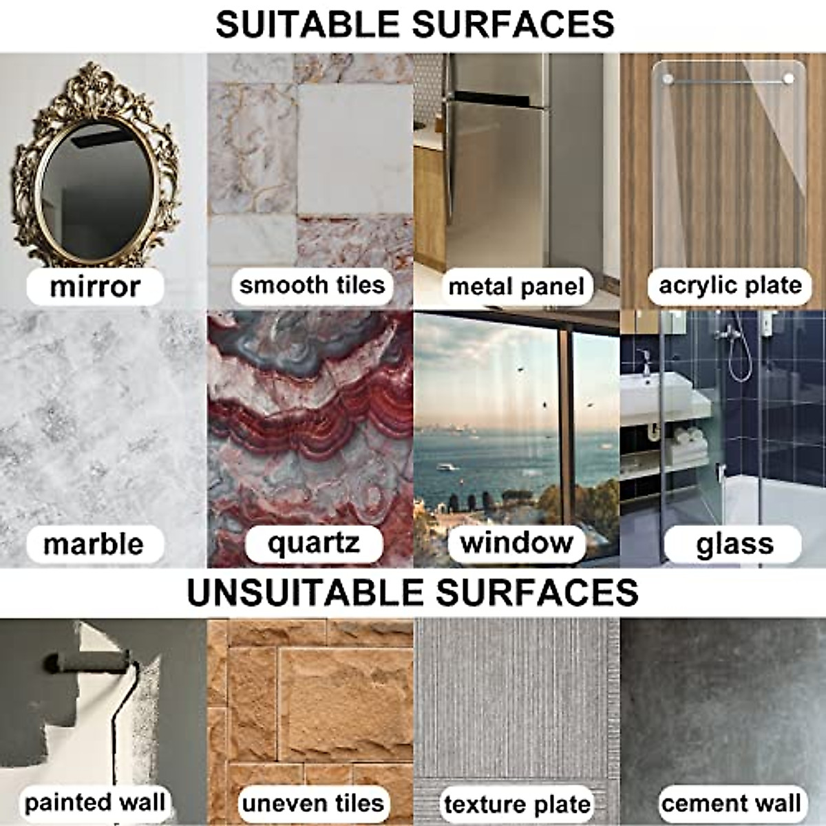 AccEncyc 6 Pack Shower Caddy Adhesive Replacement Heavy Duty Strong Sticky Hooks for Bathroom Shower Caddy Corner Shelf Clear - 2 Pack Three-Hook Adhesive and 4 Pack Double-Hook Adhesive