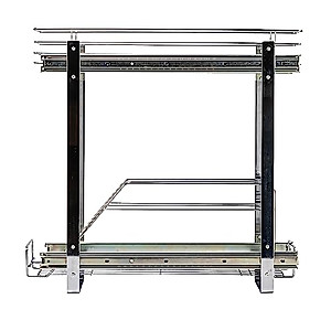 Household Essentials Glidez Multipurpose Chrome-Plated Steel Pull-Out/Slide-Out Storage Organizer for Cookware and Bakeware - 2-Tier Design - Fits Standard Size Cabinet or Shelf, Chrome